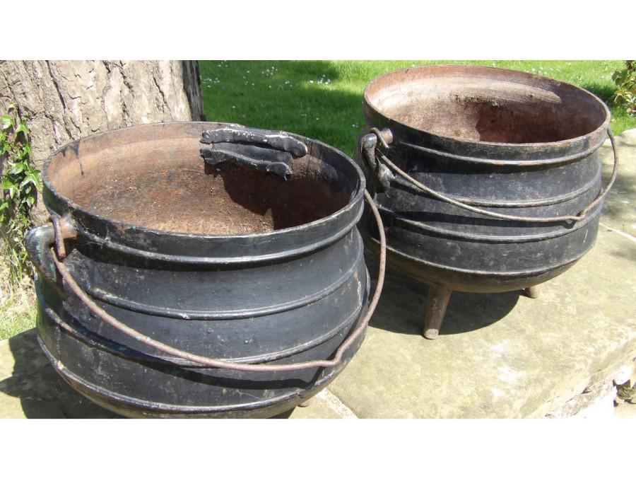 Two Old Cast Iron Pots