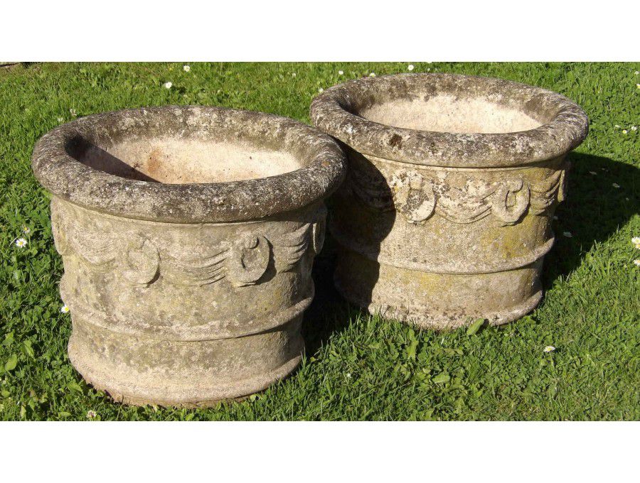 Pair Stone Planters|Stone Garden Planters|Holloways Garden Antiques