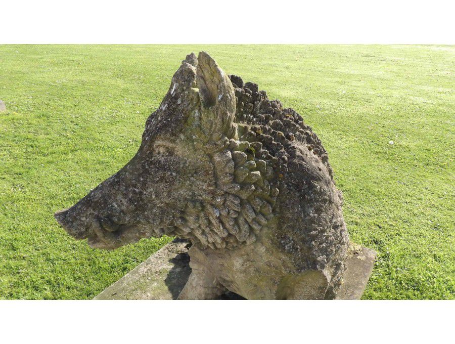 Weathered Statue of a Boar