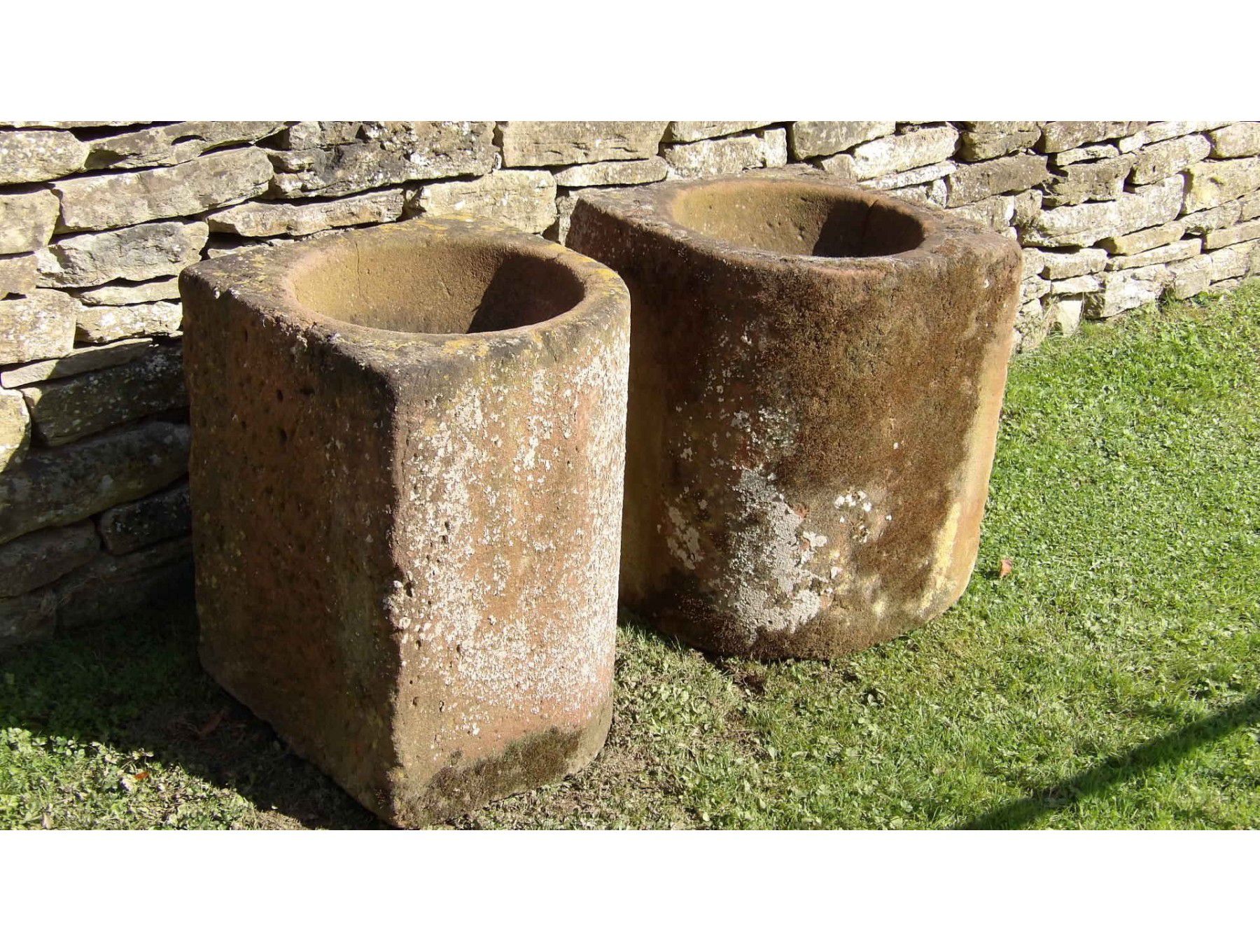 Pair of Stone Corner Troughs | Holloways Garden Antiques