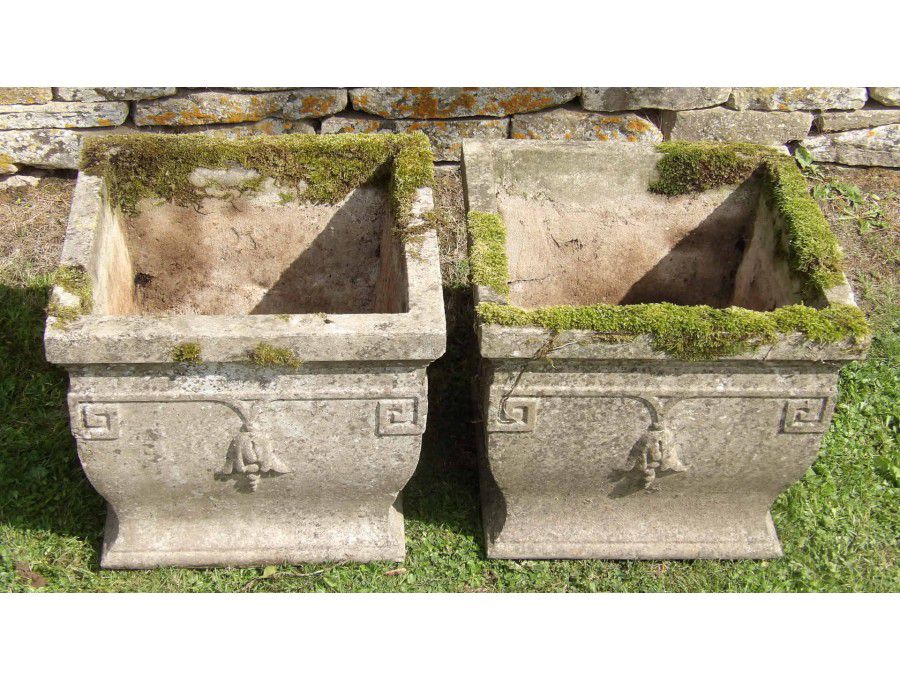 Pair Vintage Square Planters | Holloways Garden Antiques