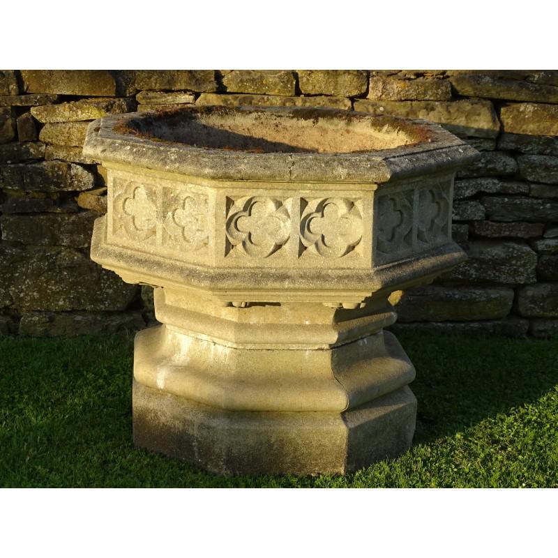 Weathered Gothic Jardiniere|Weathered Haddonstone Garden Urn|