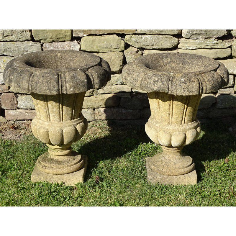 Pair Limestone Garden Urns | Urns | Holloways Garden Antiques