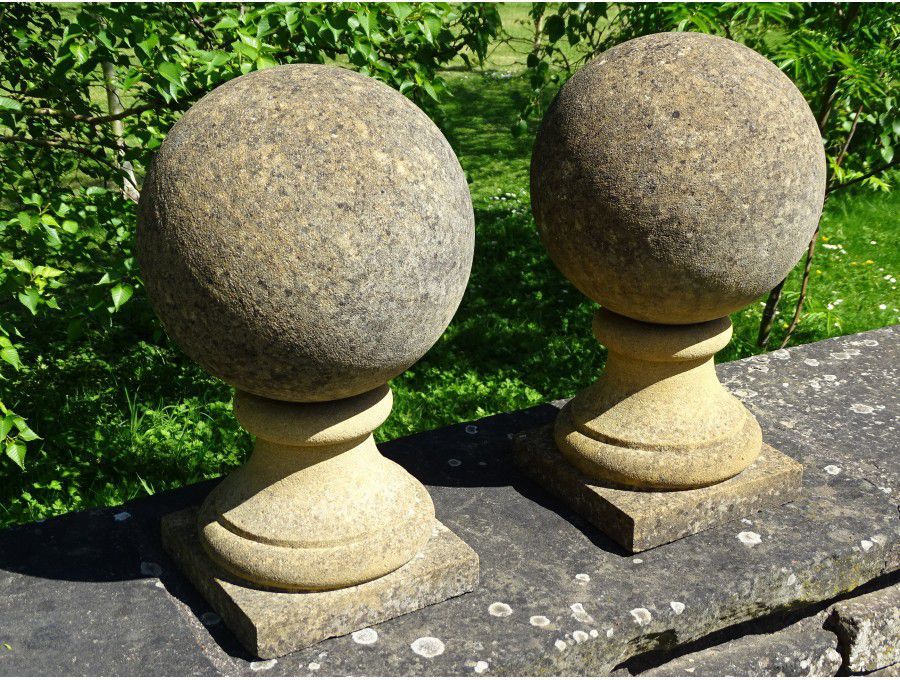 Pair Limestone Gate Finials | Gates | Holloways Garden Antiques