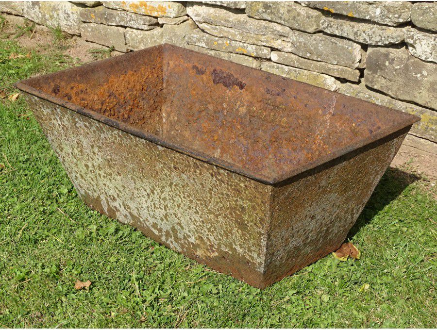 Vintage Cast Iron Planter. Recycled Farm Trough.