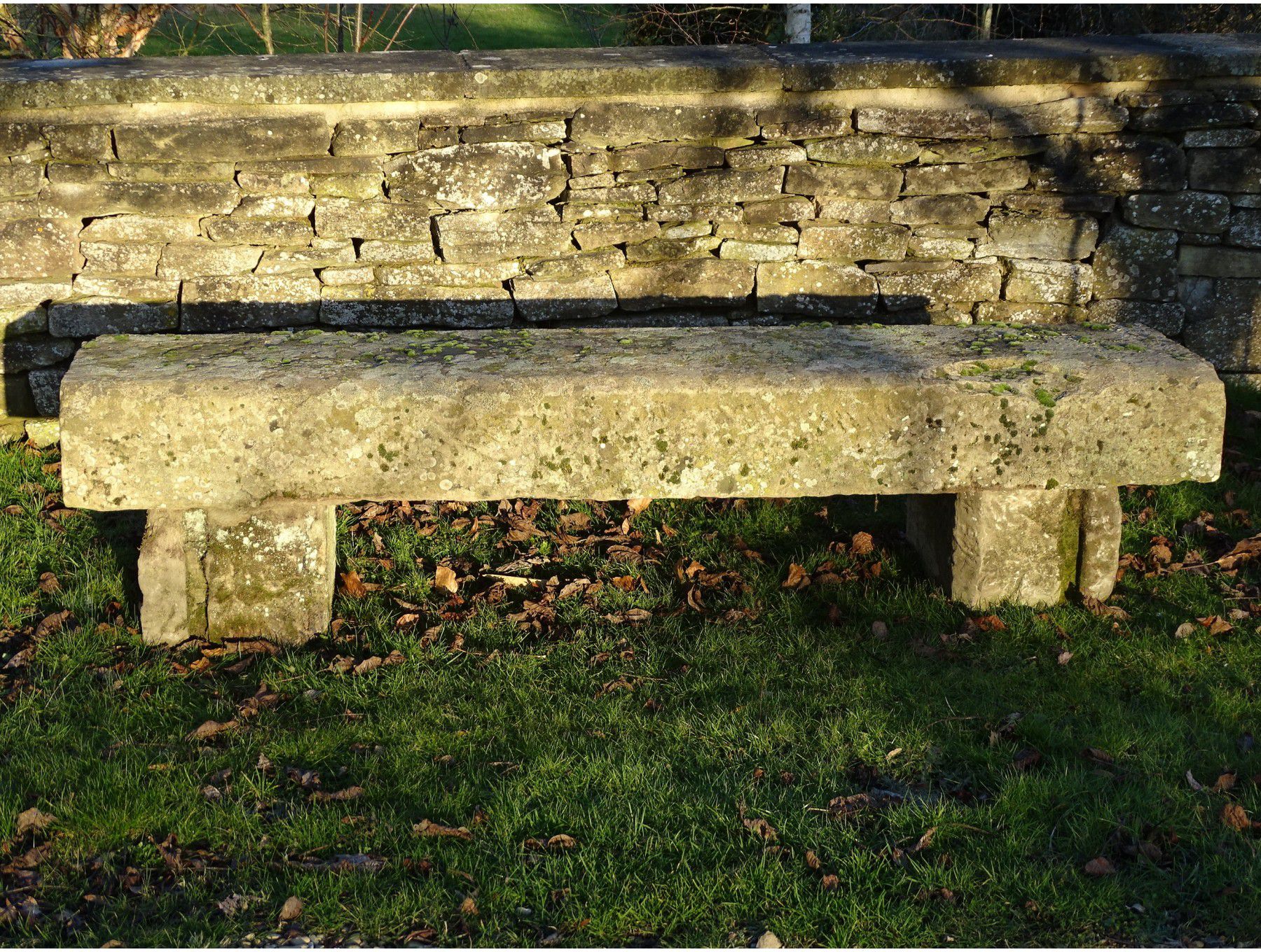 Large Antique Stone Seat|Old Bench Made From Salvaged Materials|