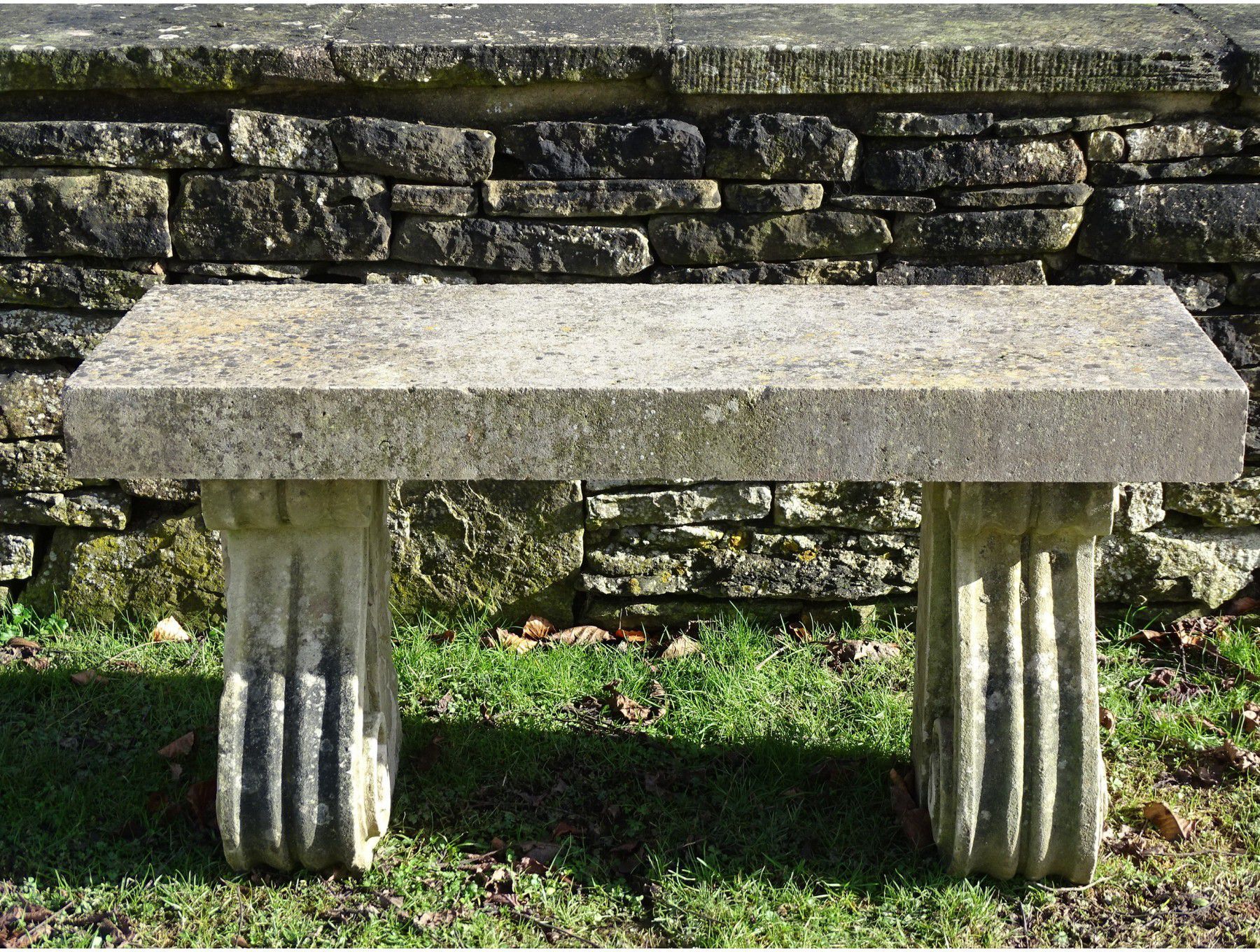 Antique Limestone Seat|Garden Bench Made from Salvaged Materials|