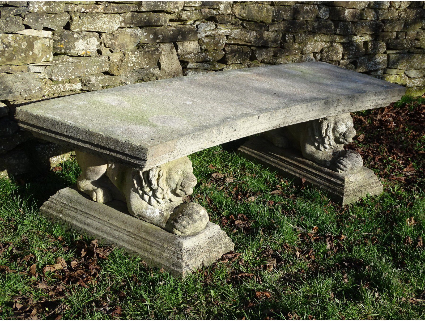 Vintage Curved Stone Bench|Holloways Garden Antiques|