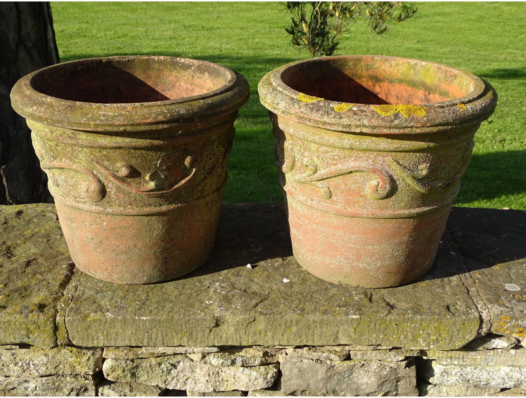 Pair Weathered Terracotta Pots|Pots With Stylish Design & Good Colour|