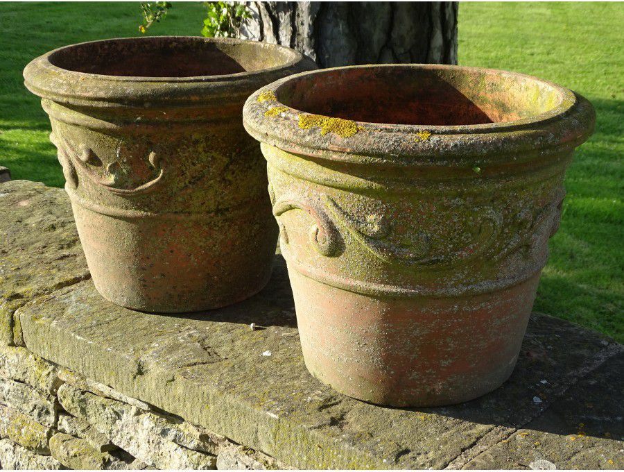 Pair Weathered Terracotta Pots|Pots With Stylish Design & Good Colour|