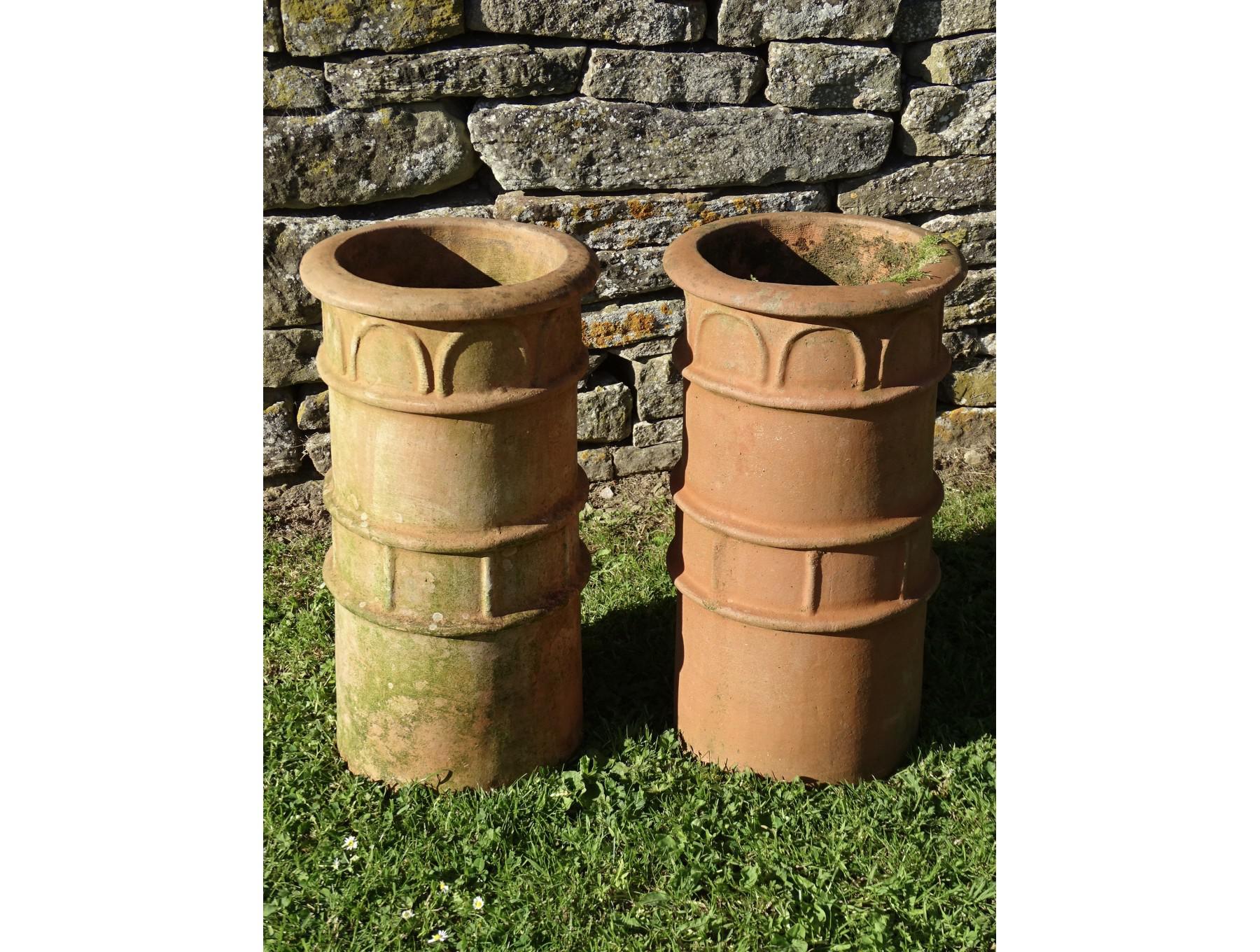 Pair Of Terracotta Chimney Planters|Unusual Garden Planters|