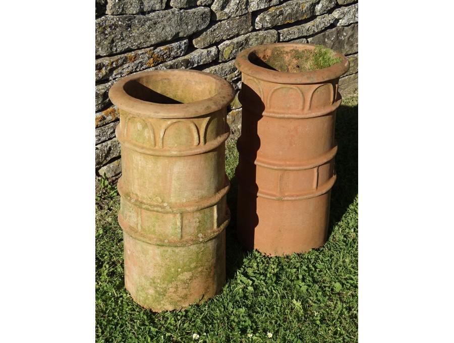 Pair Of Terracotta Chimney Planters|Unusual Garden Planters|