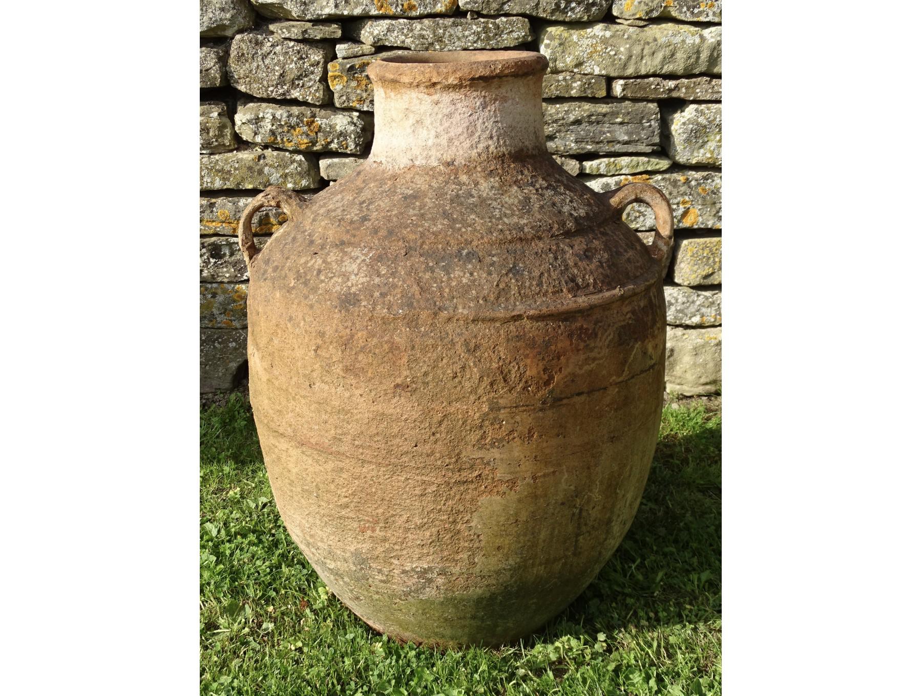 Antique Terracotta Amphora|Antique Mediterranean Oil Jar|