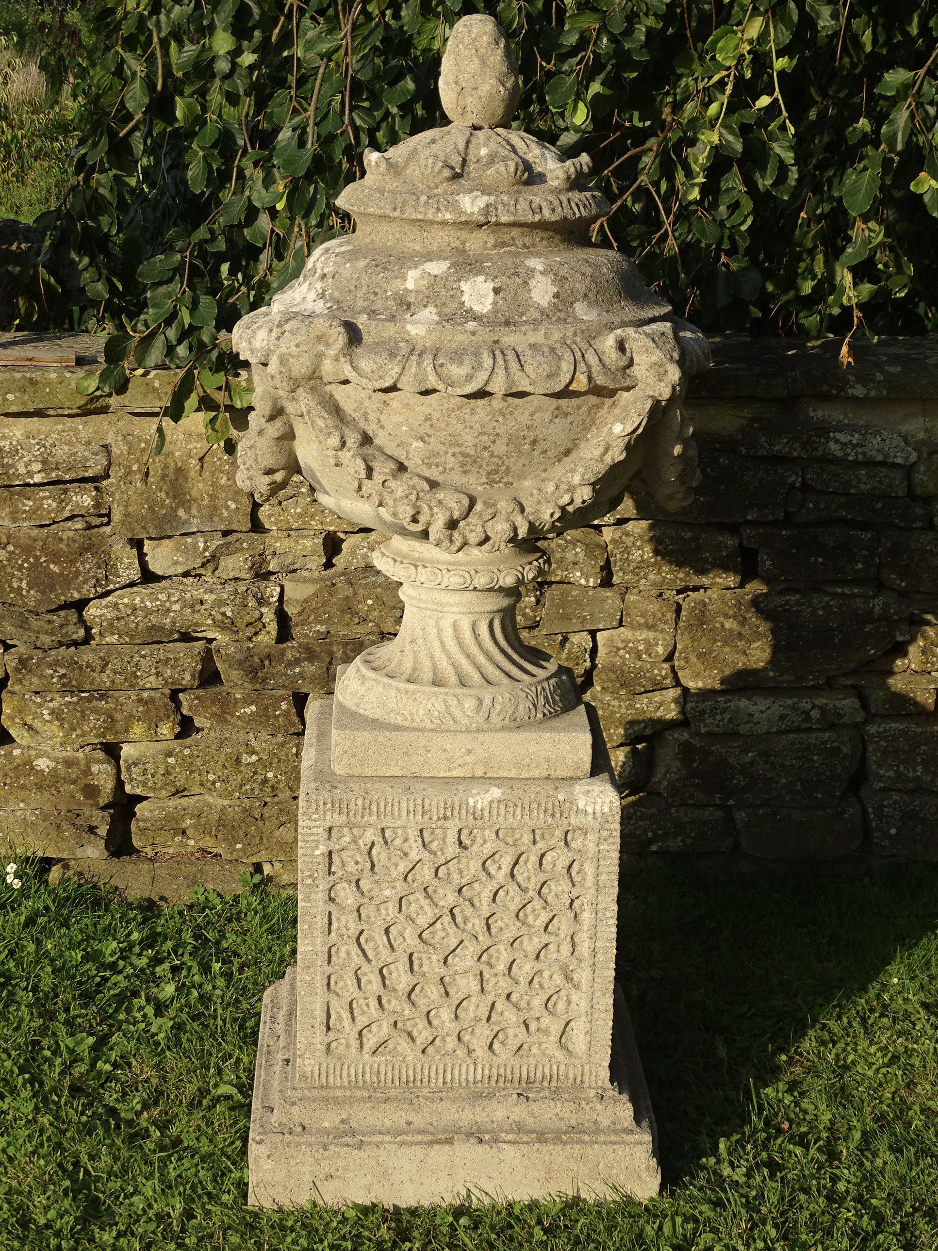 Antique Finial Urn & Plinth|