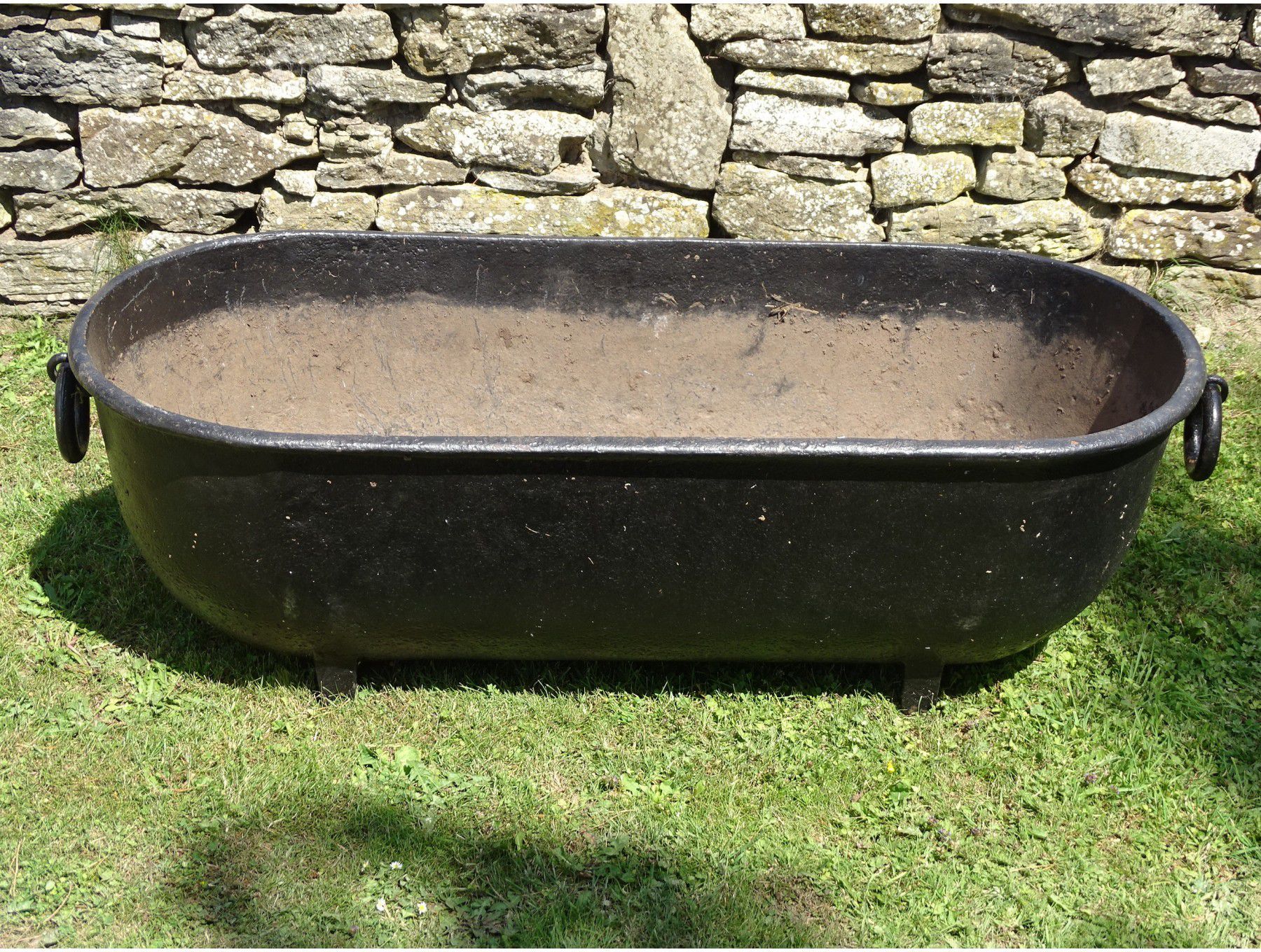 Antique Iron Garden Trough|Large Cast Iron Trough|Oval Shape|