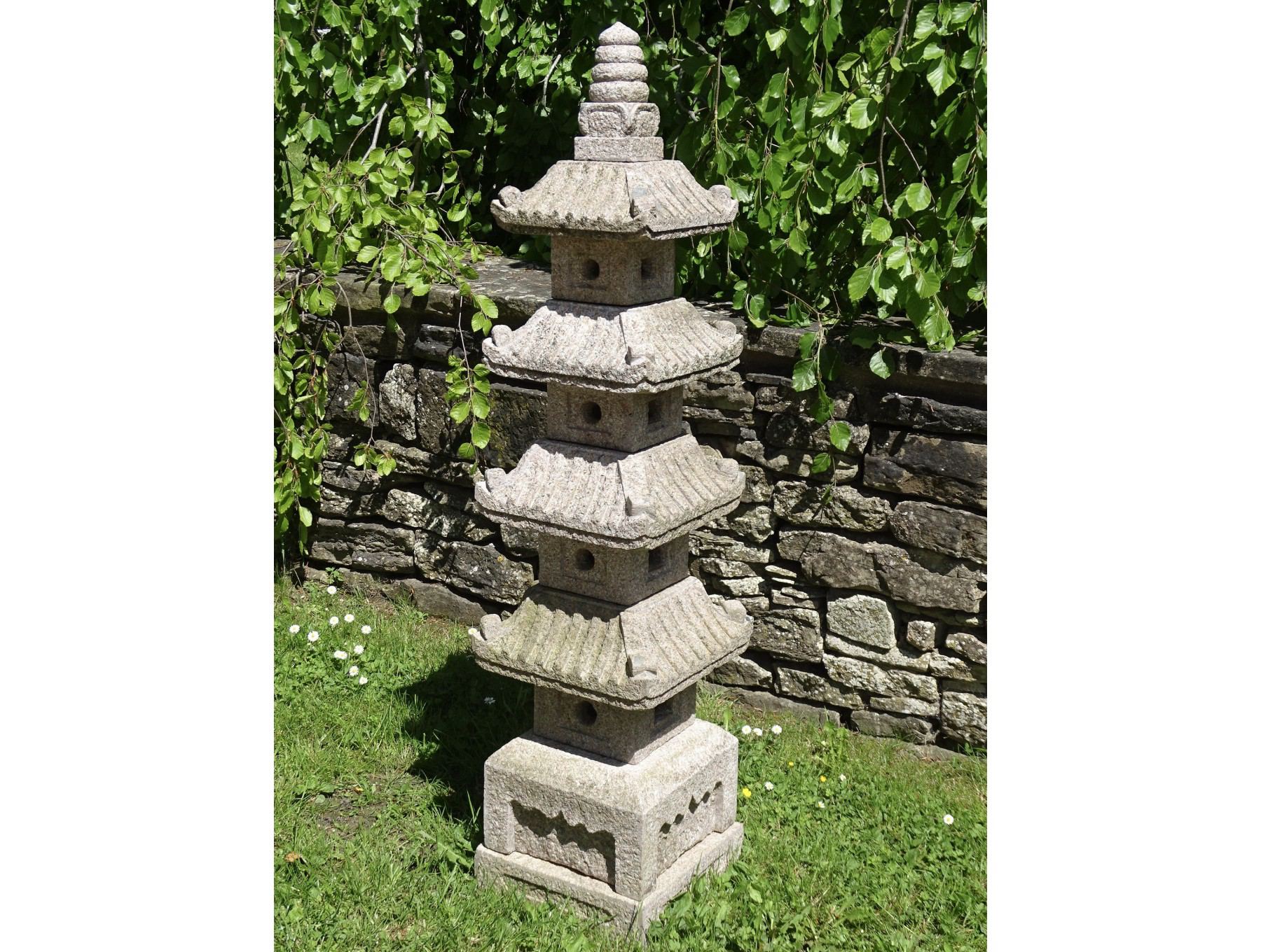 Carved Granite Garden Pagoda|Large Feature For A Japanese Garden|