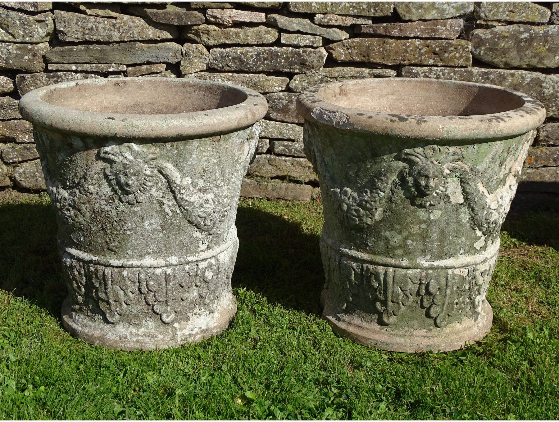 Vintage Garden Planters (Pair)|Well Weathered Italianate Garden Pots|