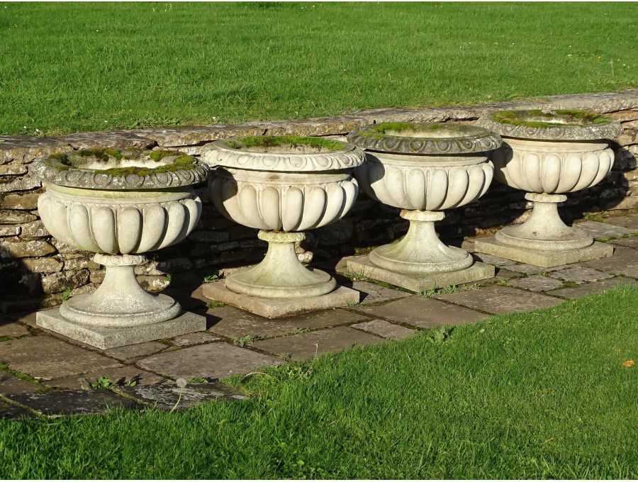 Weathered Haddonstone Urns|