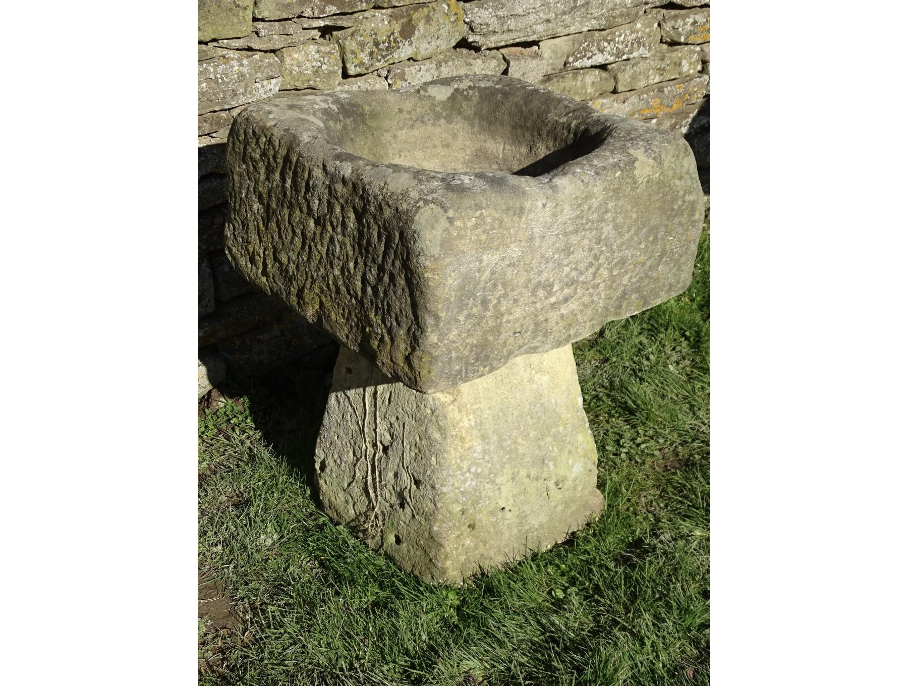 Square Stone Trough on Base|