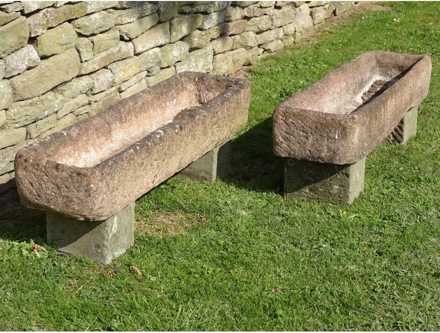 Weathered Trough Planters (Pair)|
