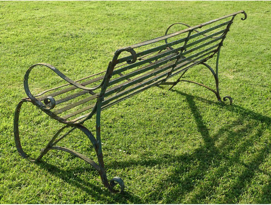 Antique Wrought Iron Bench|