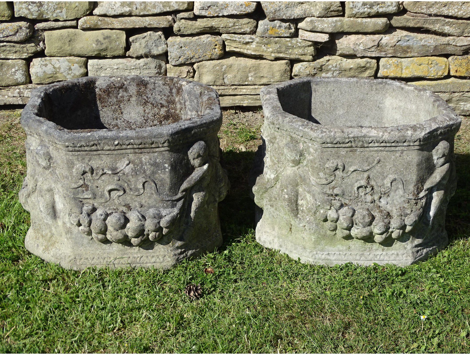 Weathered Chilstone Planters (Pair)|