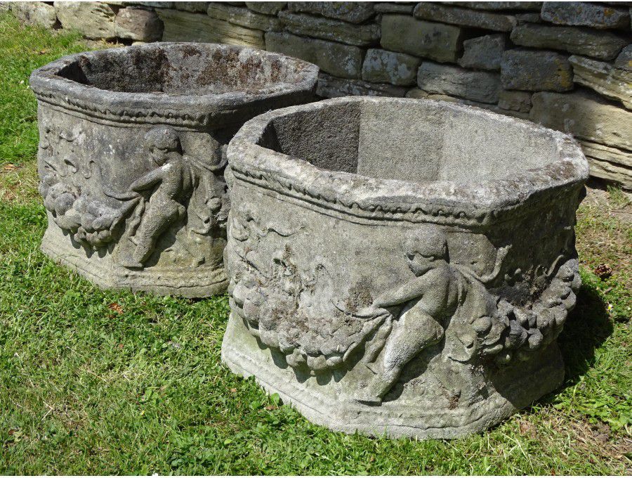 Weathered Chilstone Planters (Pair)|