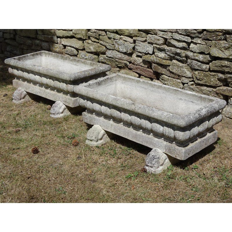 Weathered Rectangular Planters (Pair)|