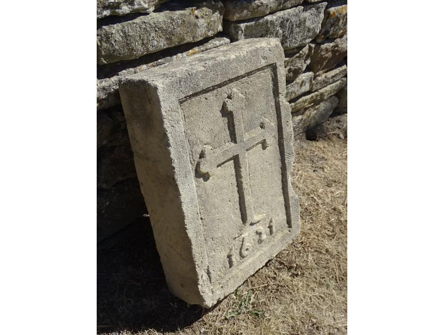Antique Limestone Date Stone|