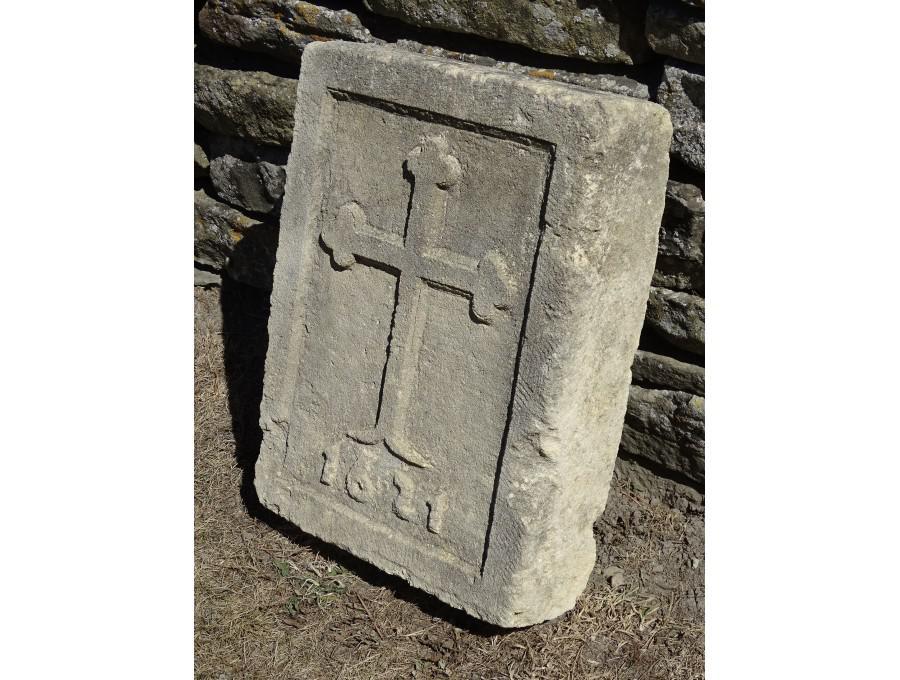 Antique Limestone Date Stone|