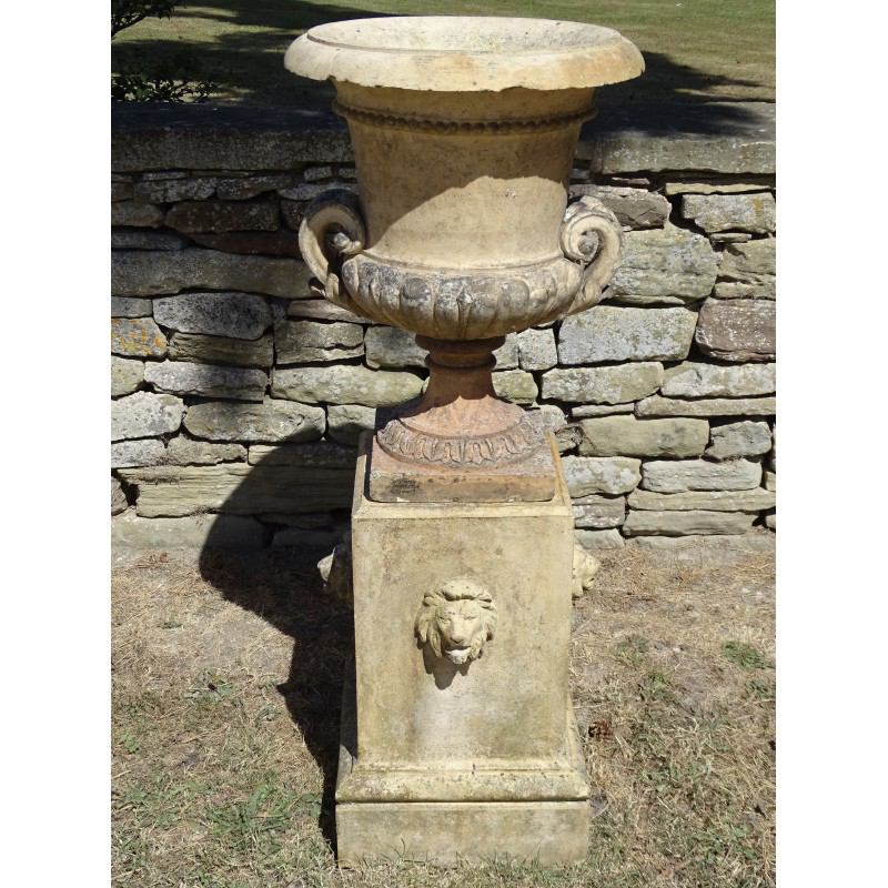 Antique Terracotta Urn on Base|