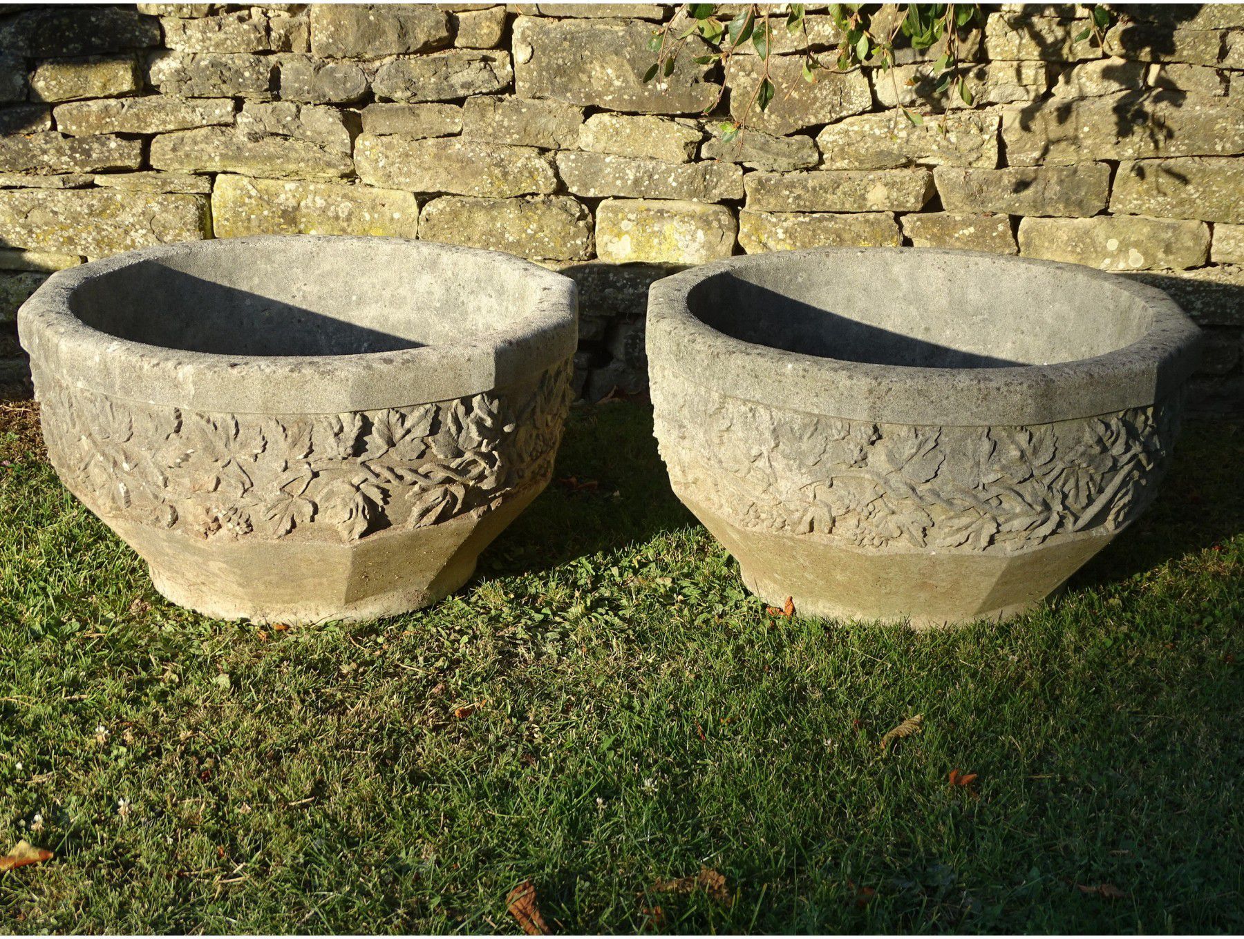 Large Weathered Garden Planters (Pair)|