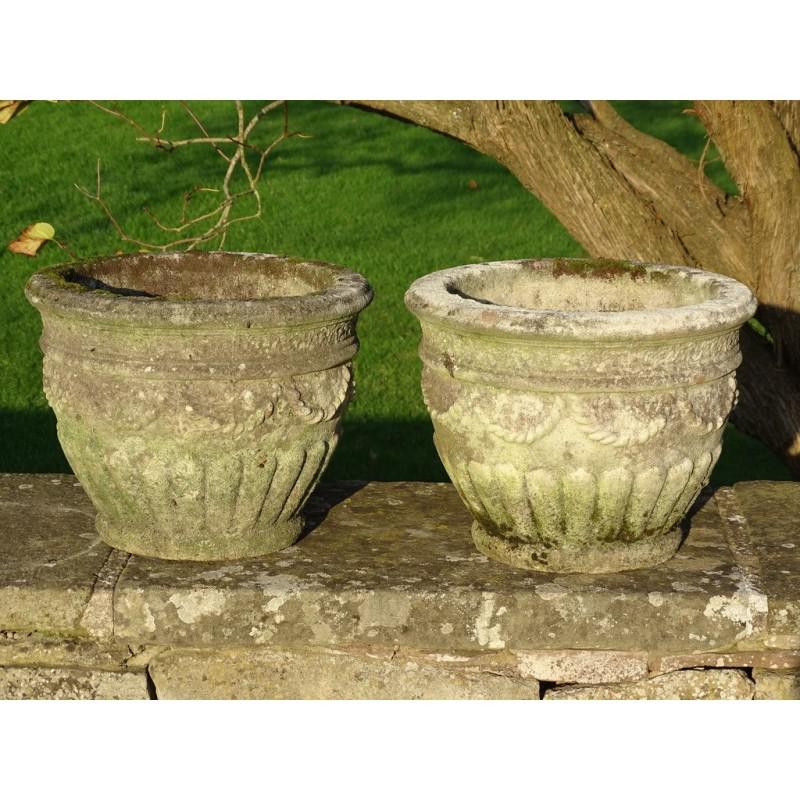 Weathered Round Planters (Pair)