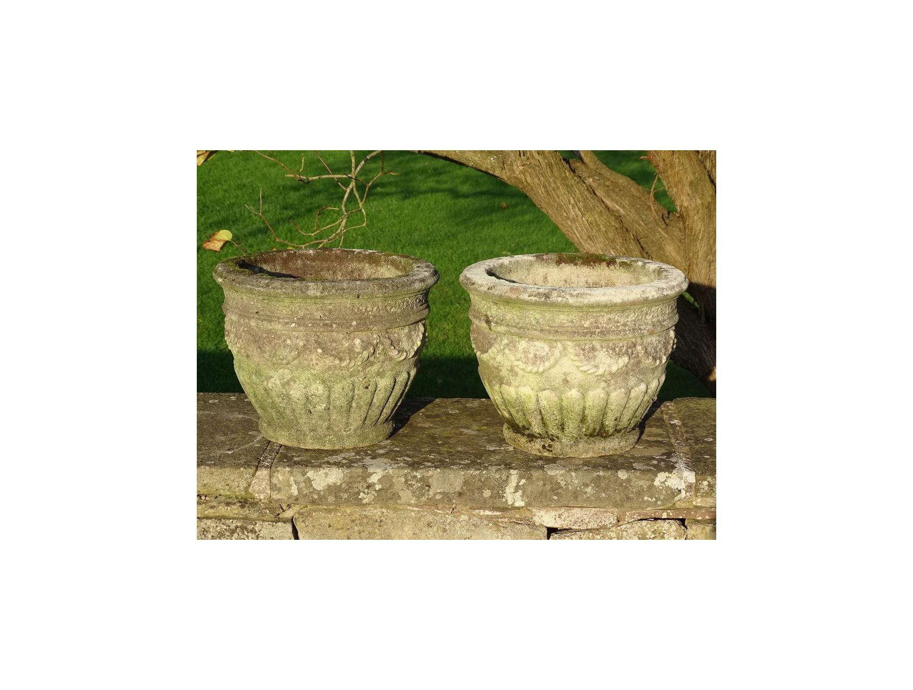 Weathered Round Planters (Pair)
