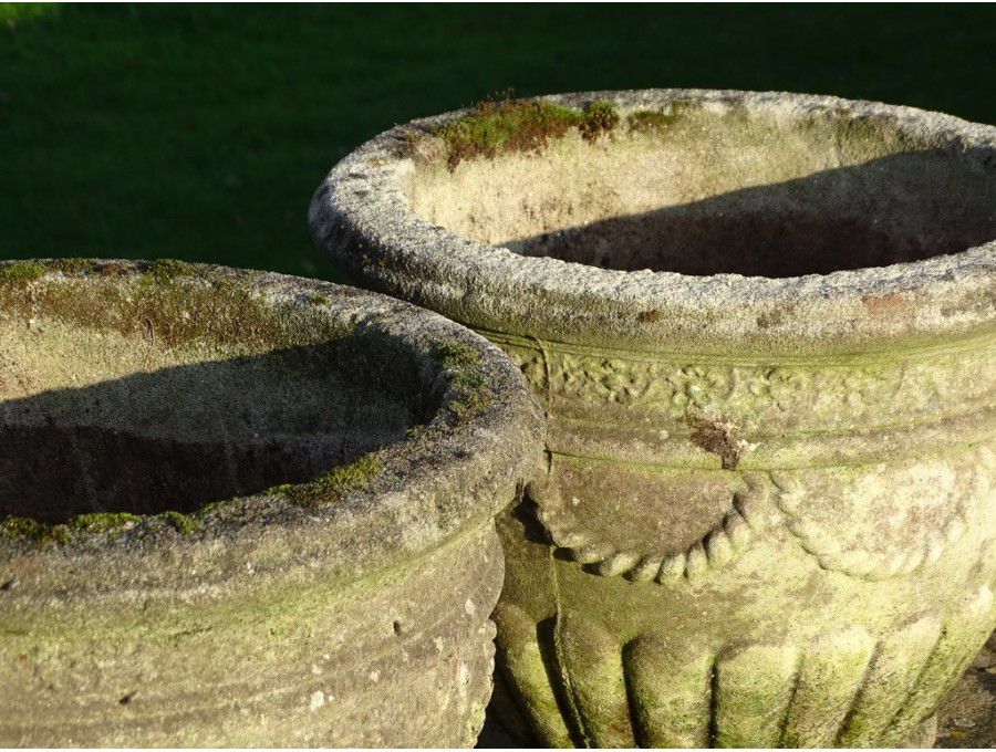 Weathered Round Planters (Pair)
