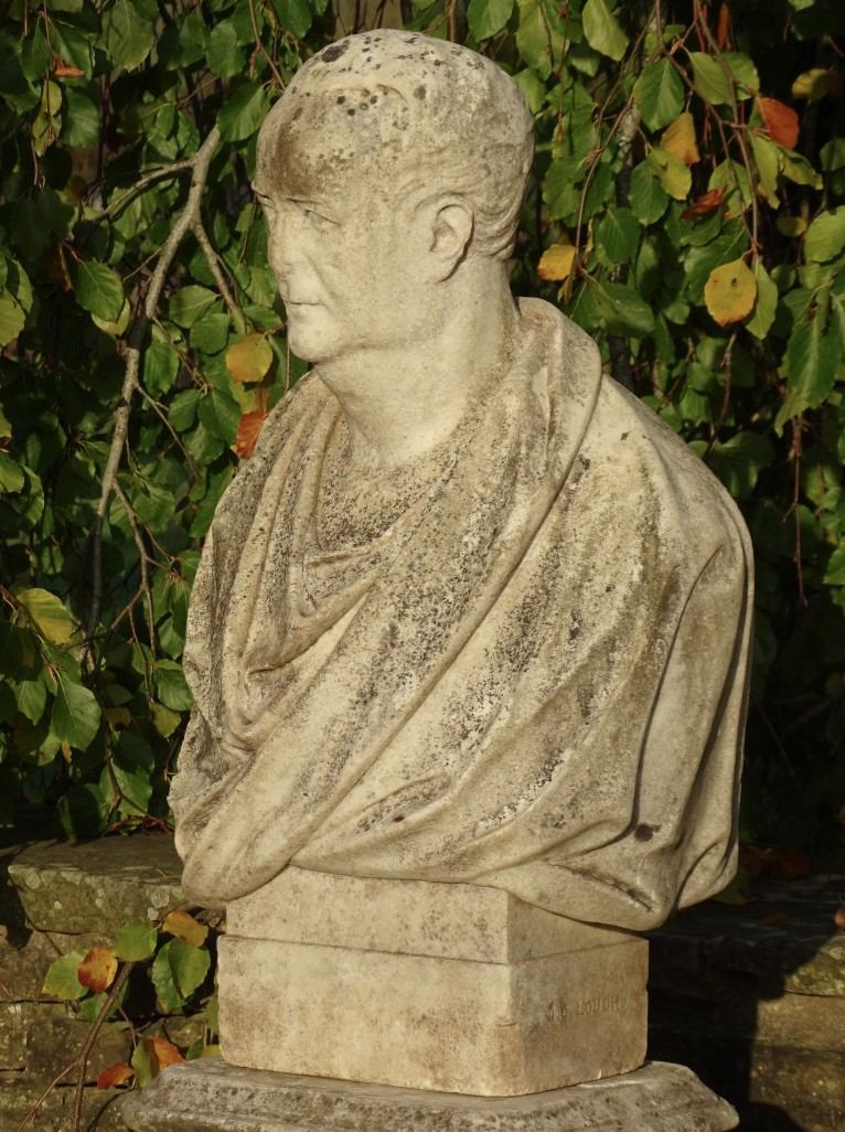 J. G. Lough Marble Bust on Plinth|