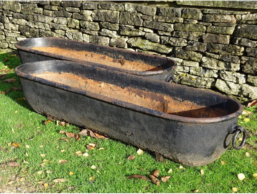 Antique Oval Iron Troughs (Pair)|
