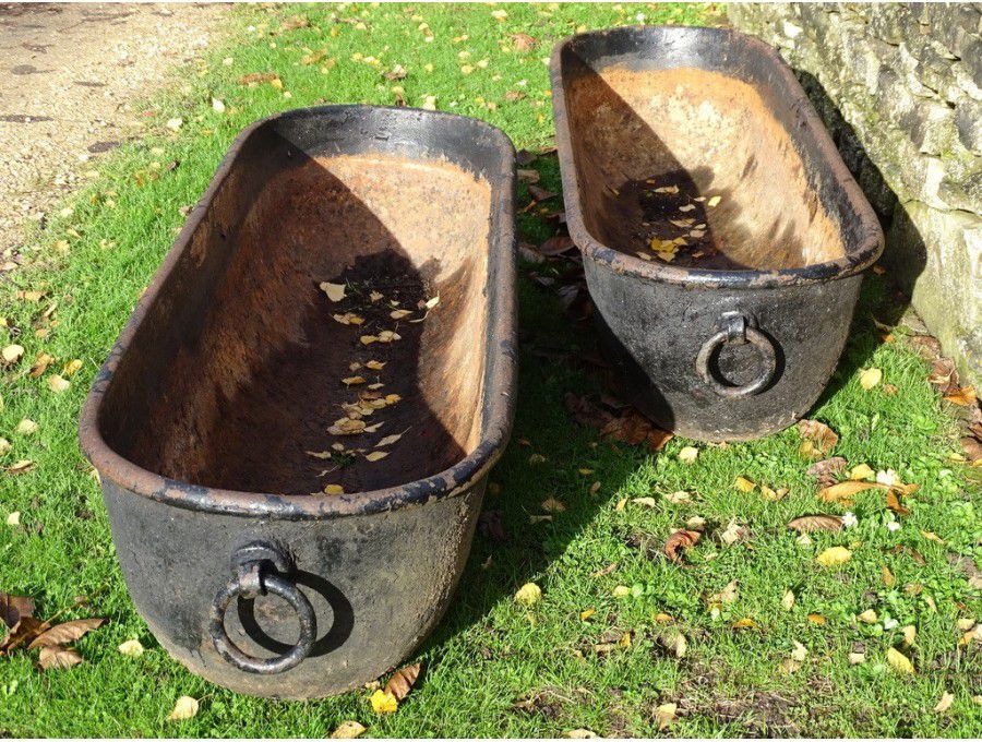 Antique Oval Iron Troughs (Pair)|