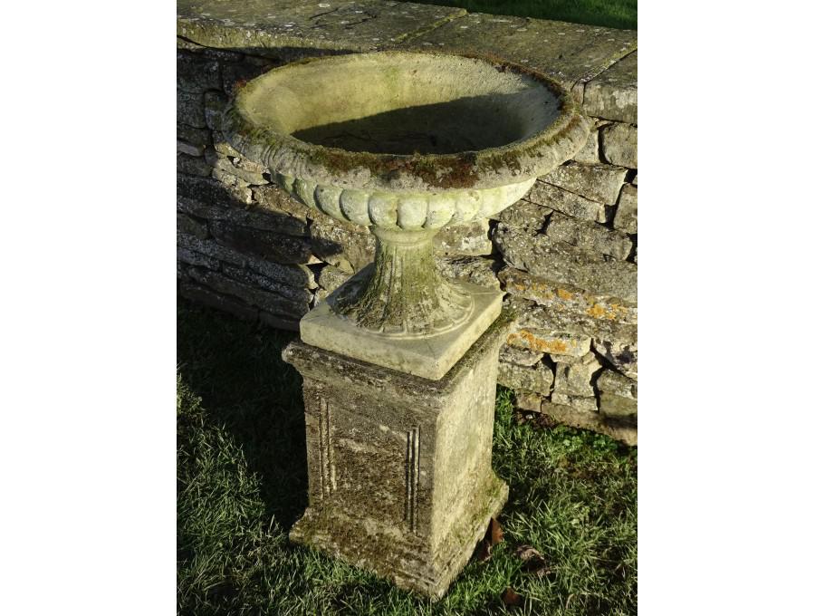 Weathered Garden Urn on Base|