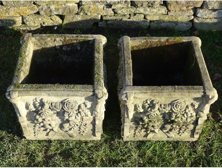 Weathered Haddonstone Planters (Pair)|