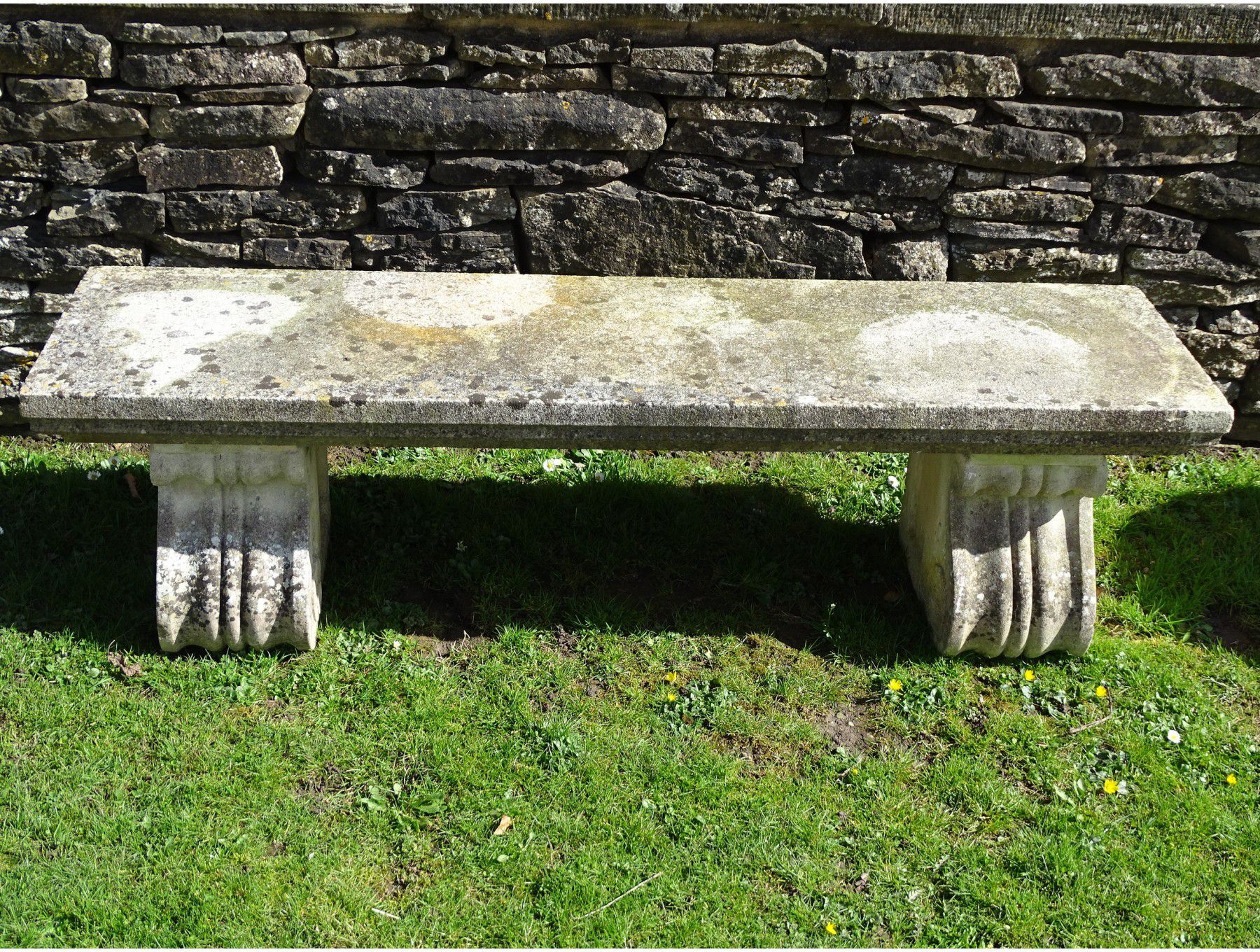 Large Weathered Stone Bench|