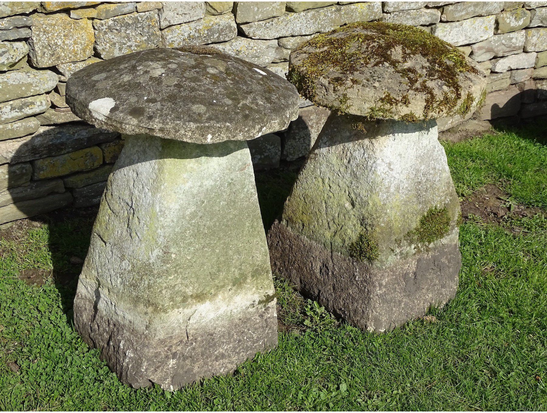 Antique Limestone Staddlestones, Two