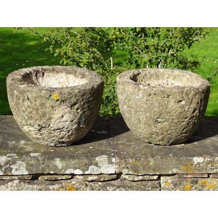 Round Limestone Planters (Pair)