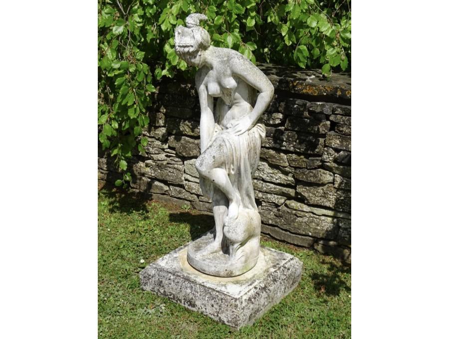Weathered Garden Statue, Bather|