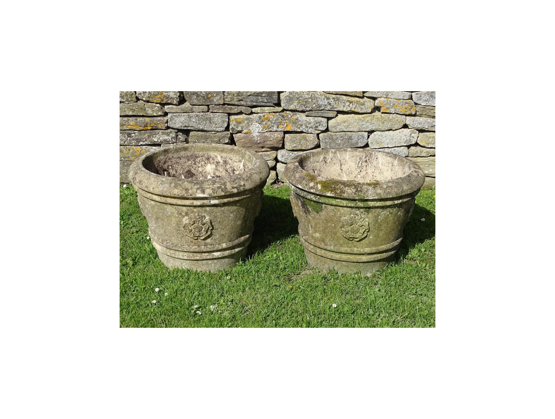 Weathered Tudor Rose Planters (Pair)|