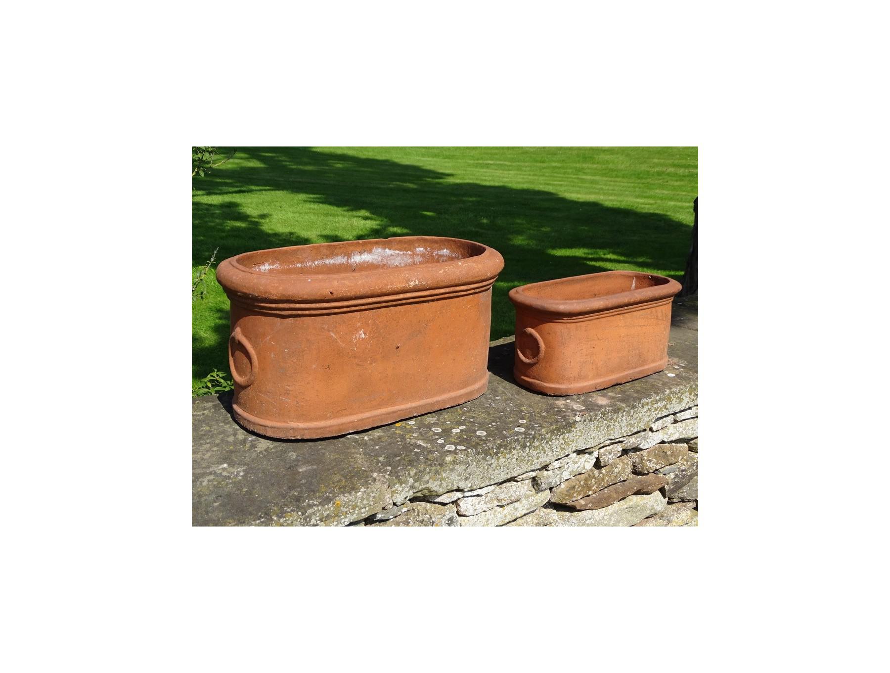 Two Oval Terracotta Planters|