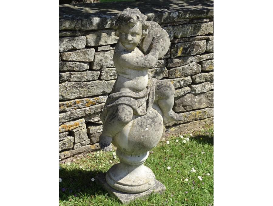 Weathered Statue, Musical Cherub|