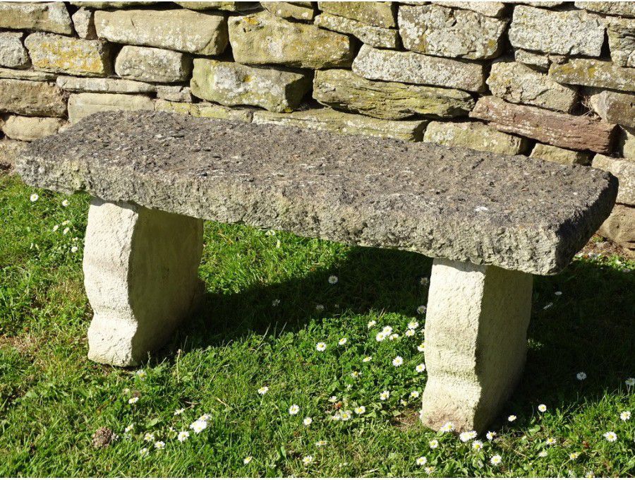Weathered Reconstituted Stone Bench|