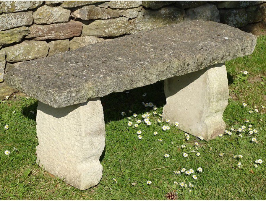 Weathered Reconstituted Stone Bench|