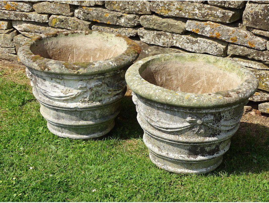Weathered Garden Planters (Pair) | Holloways Garden Antiques